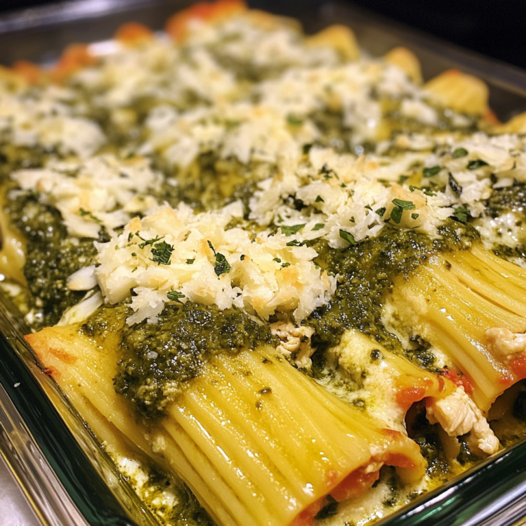 Homemade Pesto Chicken Manicotti - OoohDelish!