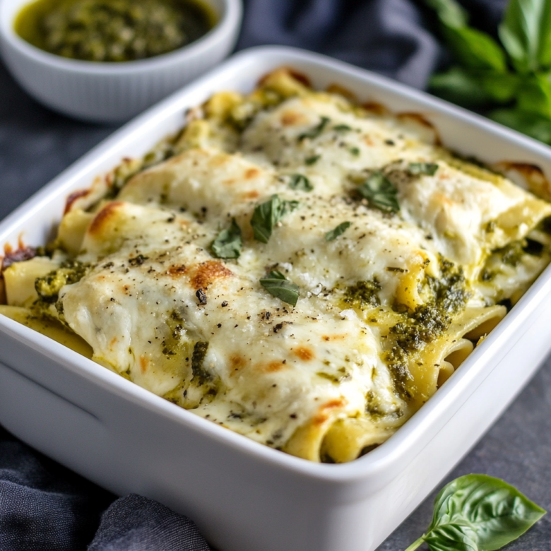 Homemade Pesto Chicken Manicotti - OoohDelish!