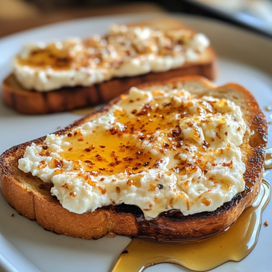 Hot Honey Cottage Cheese Toast - Oooh Delish!