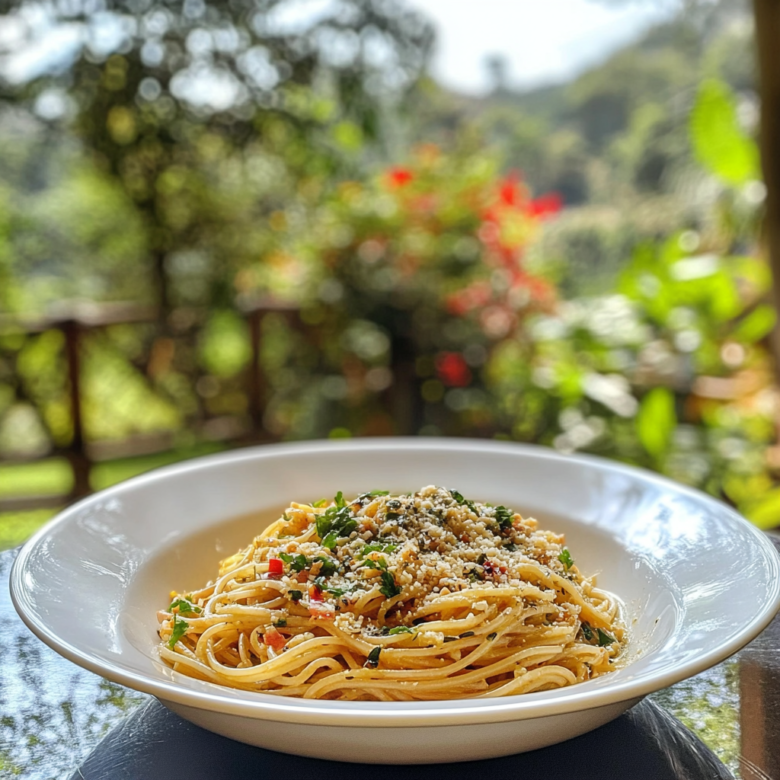 Sizzling Spaghetti Aglio e Olio - OoohDelish!